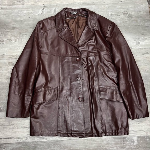 Vintage | Jackets & Coats | Vintage 97s Brown Genuine Leather Coat ...